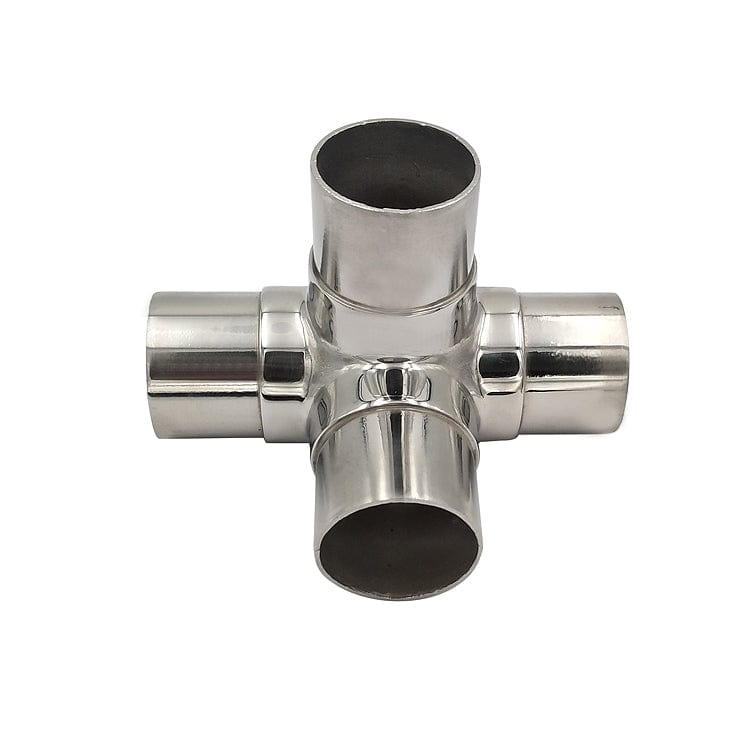 Stainless Steel Pipe Connector 4-Way Adjustable Cross Fitting Railing ...